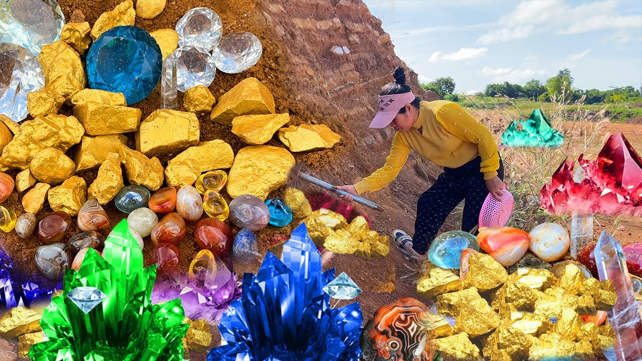 Discovering Natural Gold, Diamond Amethyst. Diamonds, Quartz Crystal ...