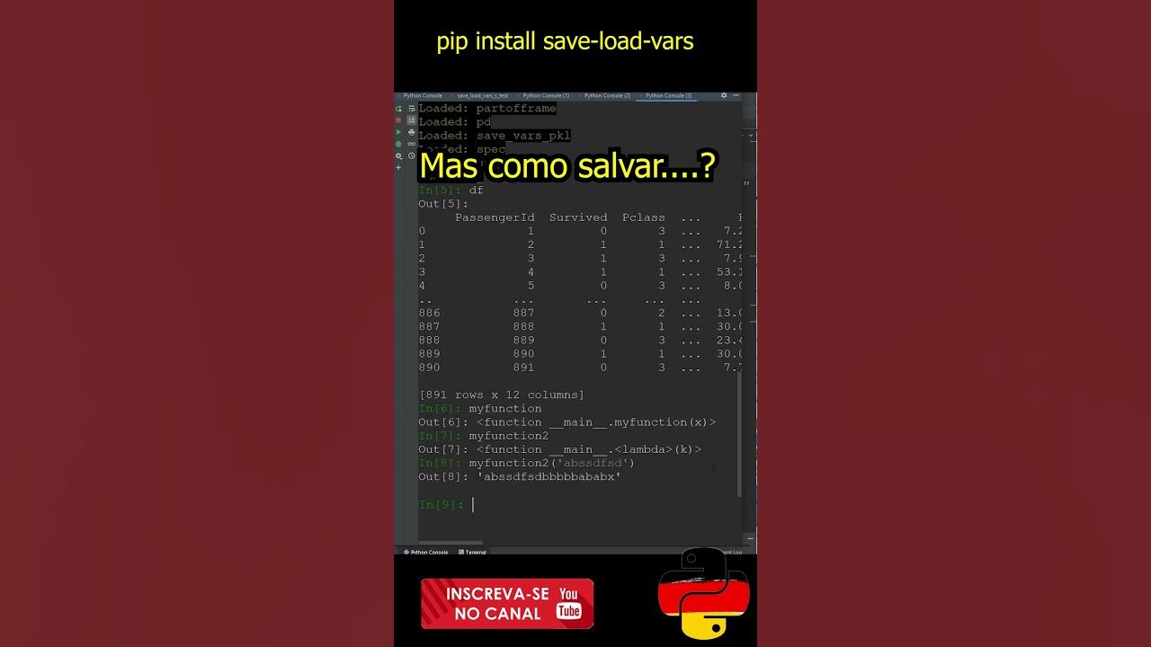 [Salvar/Carregar todas as Variáveis] em Python (HD) - YouTube