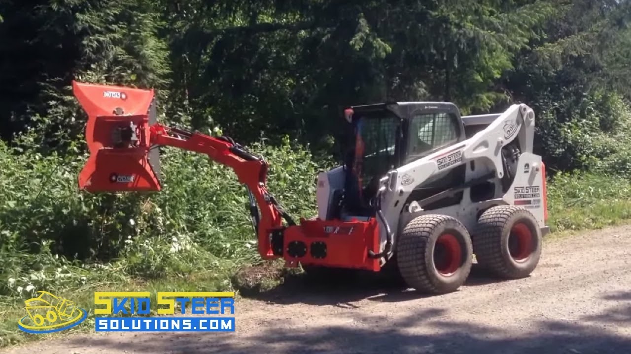 Bobcat Mounted Roadside Mower System demonstration - Raptor boom arm ...