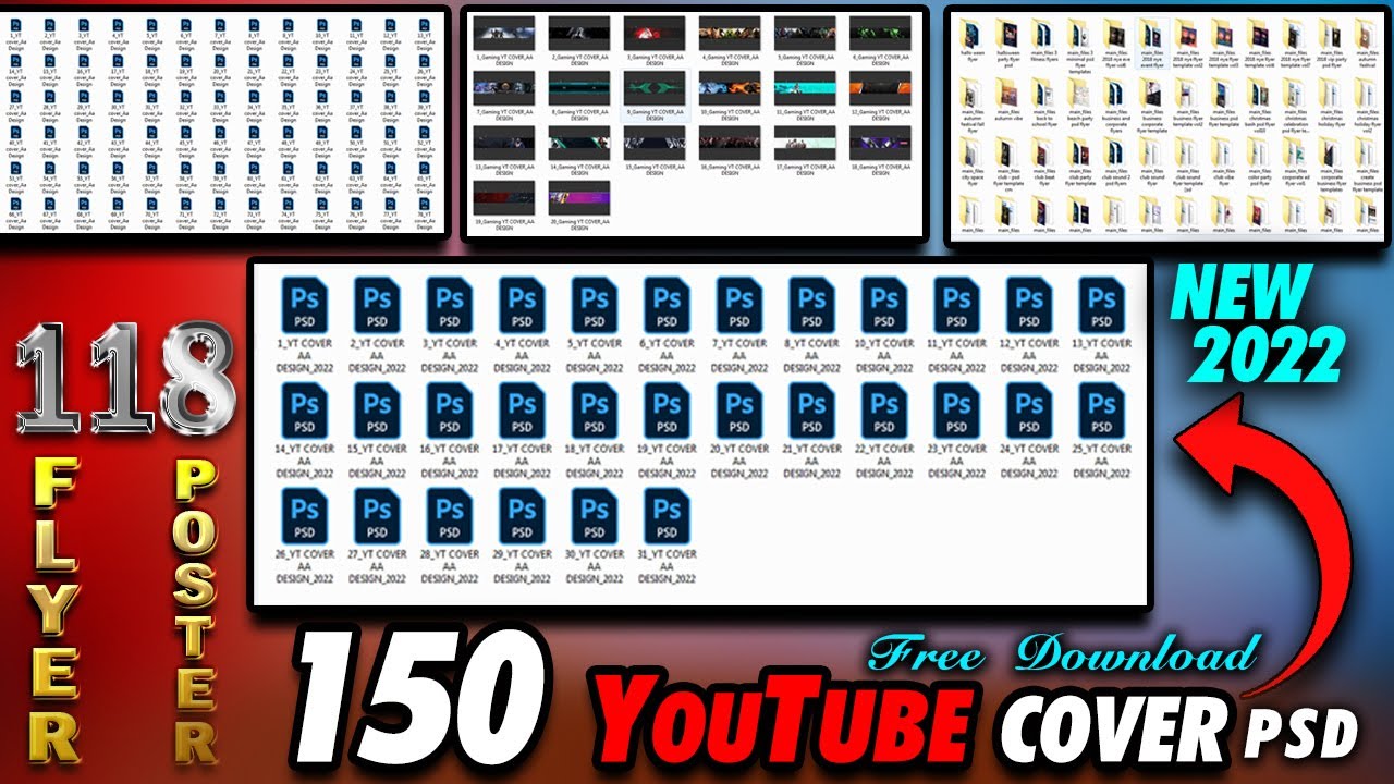 Youtube Cover 150PSD FILE and 118 FLYER free Download ||.New 2022 and Professional DESIGN # ...