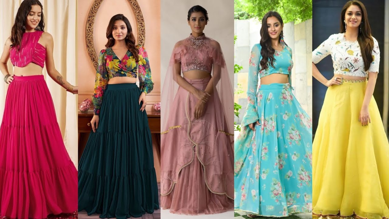long skirt and crop top latest design/trending crop top with lehenga ...