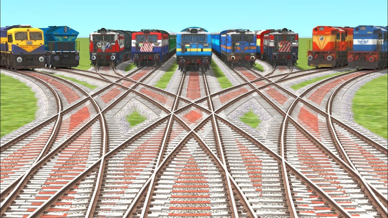 ELECTRIC AND DIEASAL TRAINS ON MID X CUT RAILROAD TRACKS | TRAINS ...