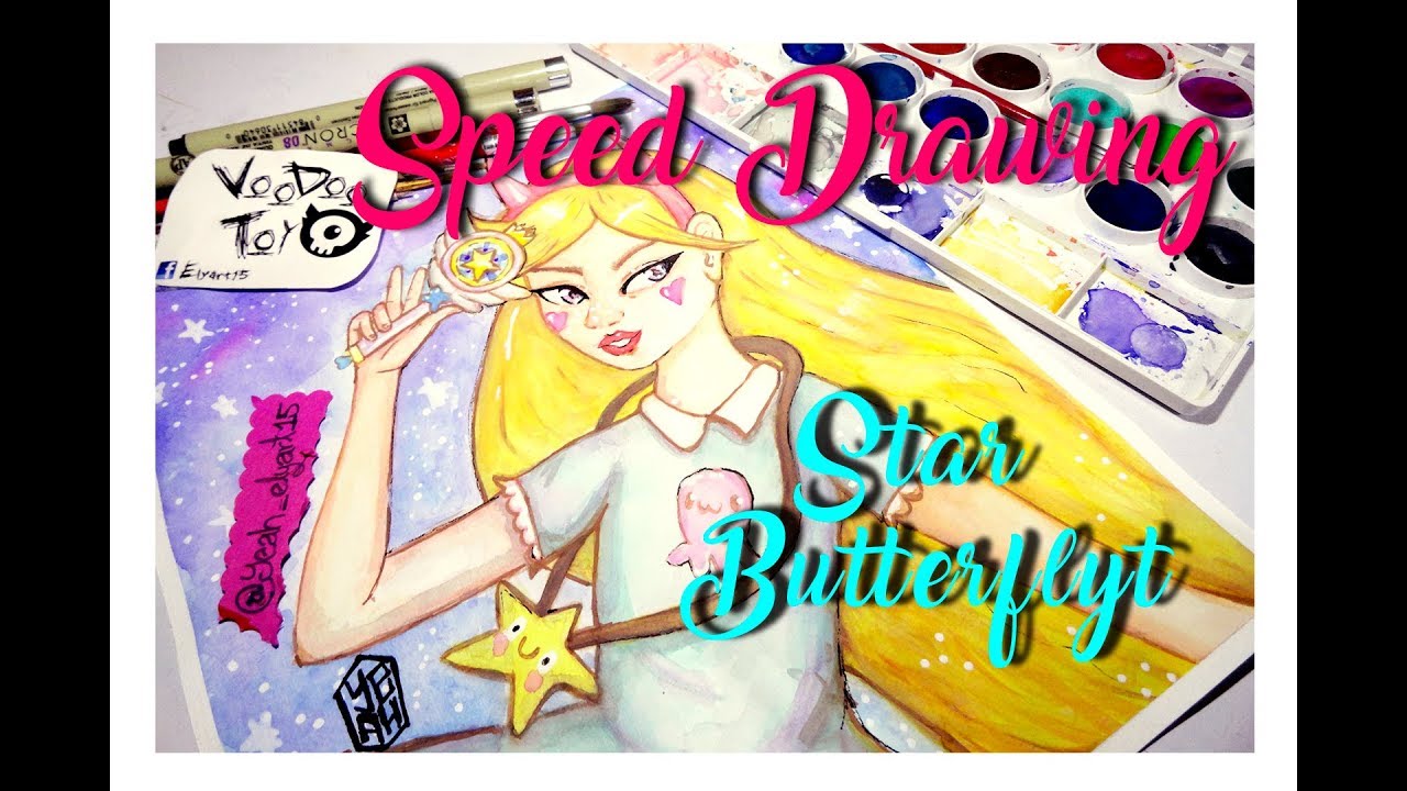 Speed Drawing : STAR BUTTERFLY - YouTube