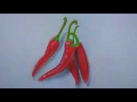 How to draw a red chilli#rad chilli#colour pencil art #3d art#3d trick# ...