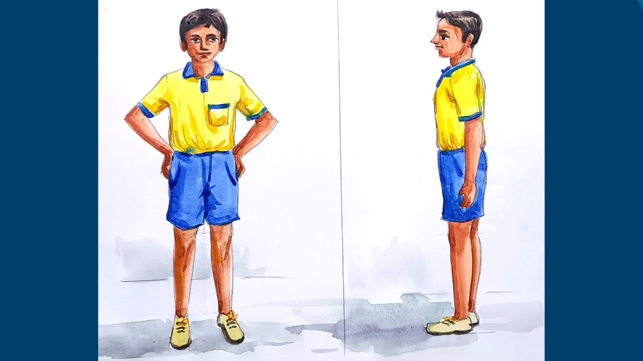 Human figure drawing step by step with watercolour/Human figure drawing ...