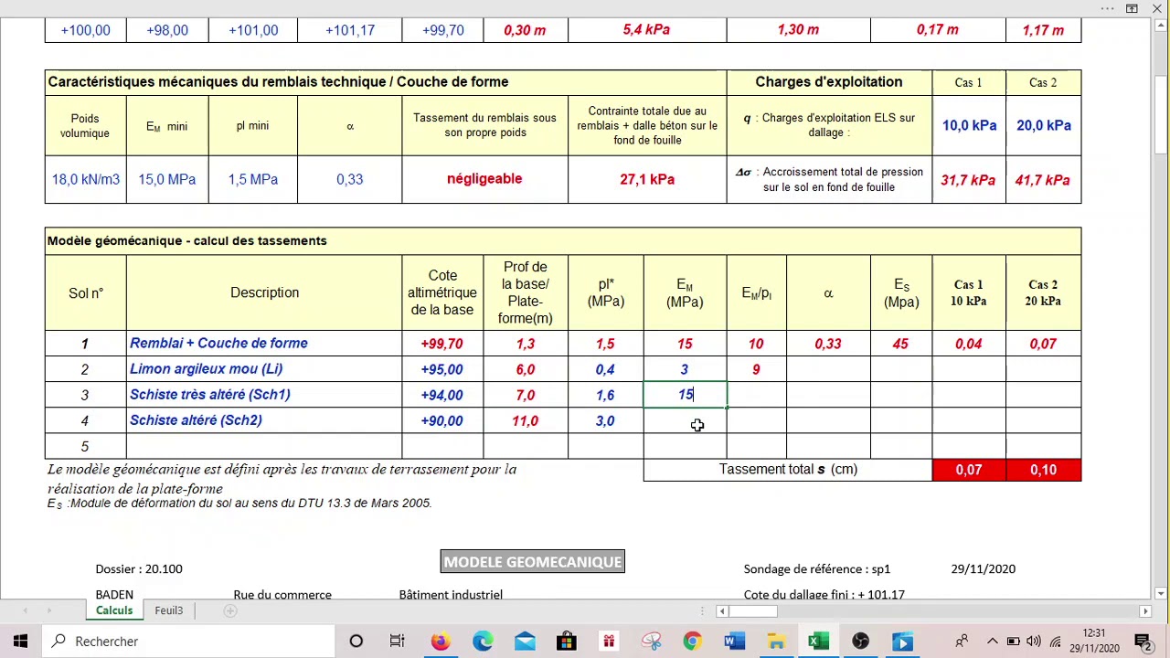 ARVOR Géotechnique - Calculs de tassement sous dallage avec Excel, du ...