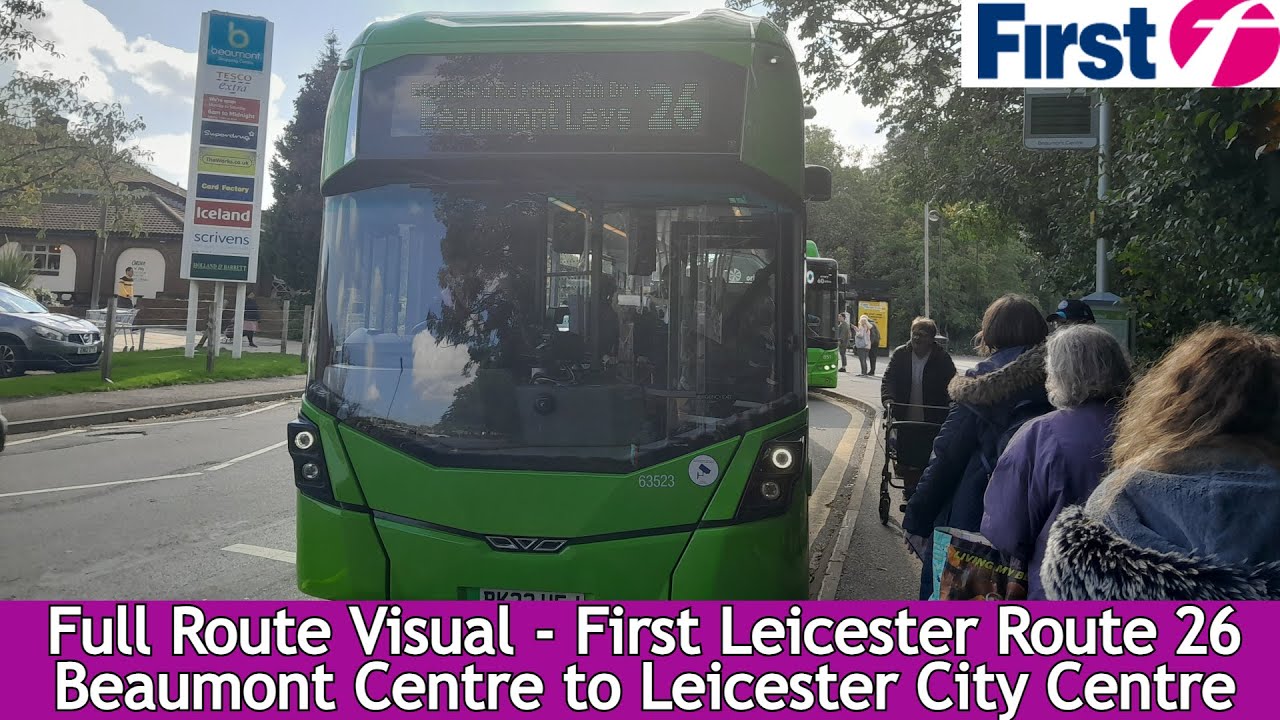 FULL ROUTE VISUAL - First Leicester Route 26 - Beaumont Centre to ...