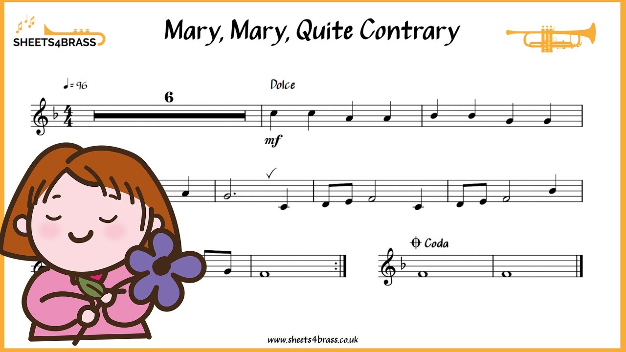 Mary, Mary, Quite Contrary - Trumpet Solo with Sheet Music and Play ...