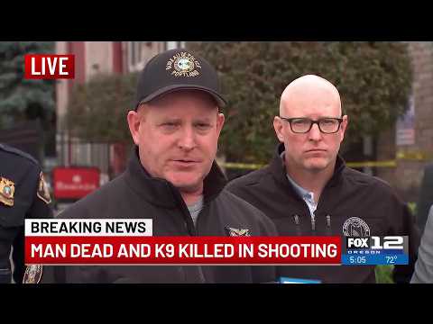 Portland Police Chief Bob Day speaks with reporters after suspect and K9 killed during arrest