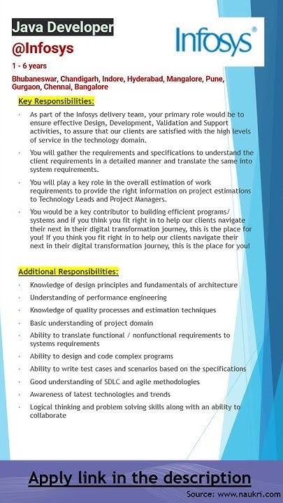 Infosys | Java Developer (Java, Springboot) | PAN India | 1-6 Years - YouTube