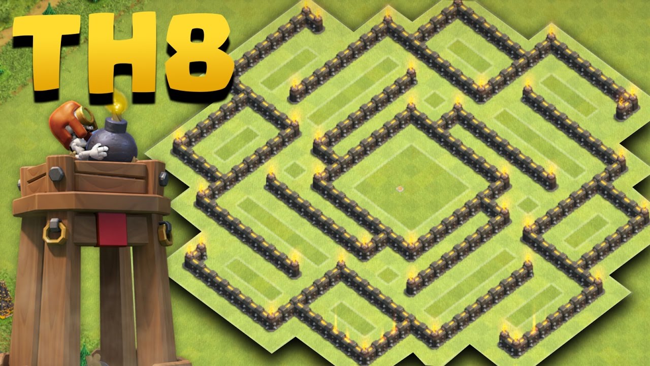 Town Hall 8 Best Farming Base New Update *BOMB TOWER* (TH8 Hybrid Anti ...
