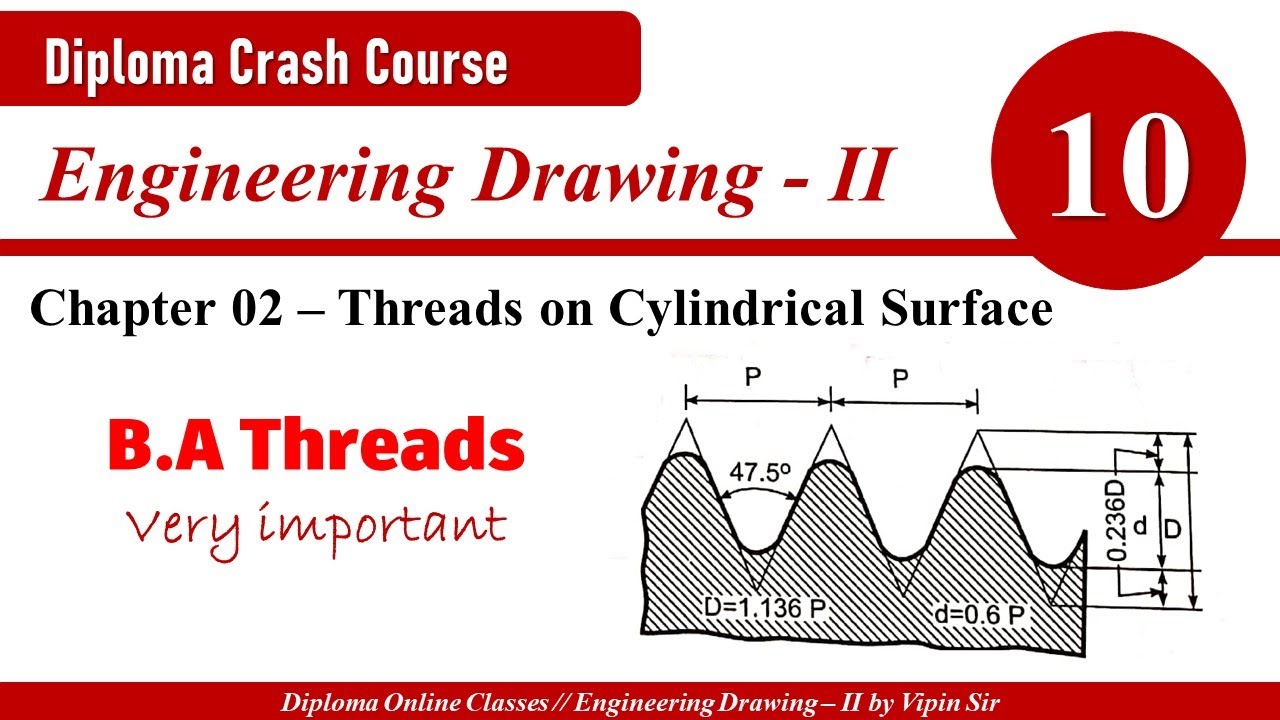 Video - 10 British Association Thread Engineering Drawing 2nd by Vipin ...