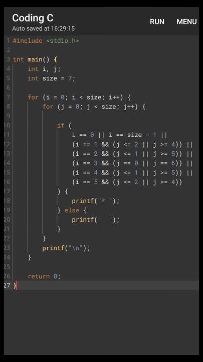 "C Program to Print a Symmetrical Star Pattern Using Loops"#ccoding #code #shorts #short #ccode ...
