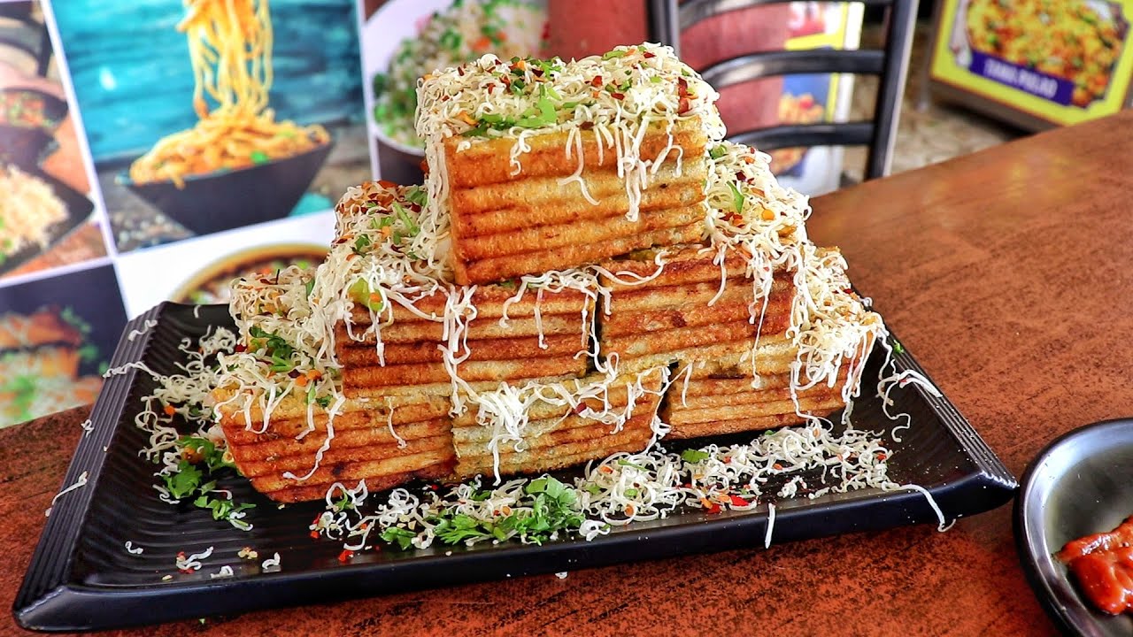 Mumbai Famous Pahadi Sandwich At Shunya Veg. Delight | 3 Layer Sandwich ...