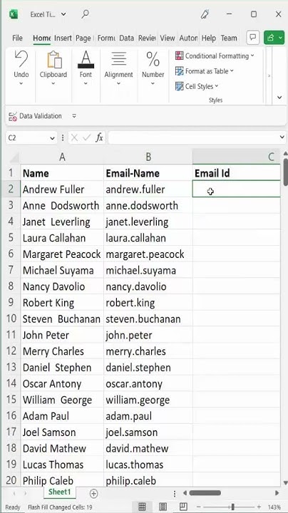 Quickly Create Email Addresses from Names in Excel - YouTube