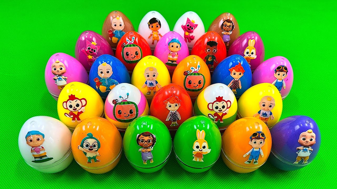 Rainbows SLIME 🌈 Cleaning Cocomelon, Pinkfong in Rainbows Dinosaur Eggs ...