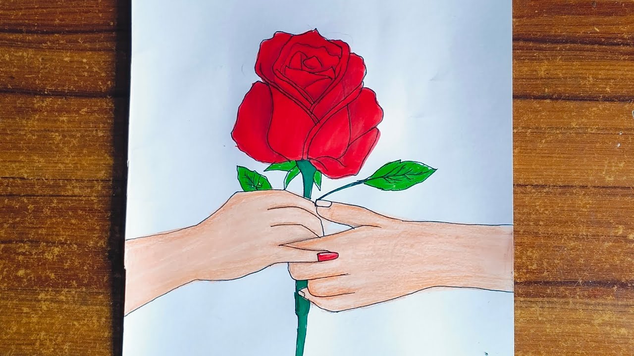 Rose day drawing - Pencil sketch / Valentine's day easy drawing / How ...