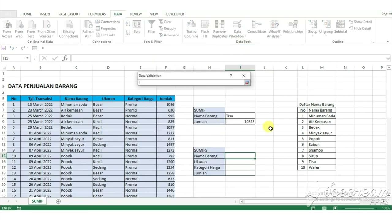 Cara menggunakan fungsi SUMIF dan SUMIFS pada excel - YouTube