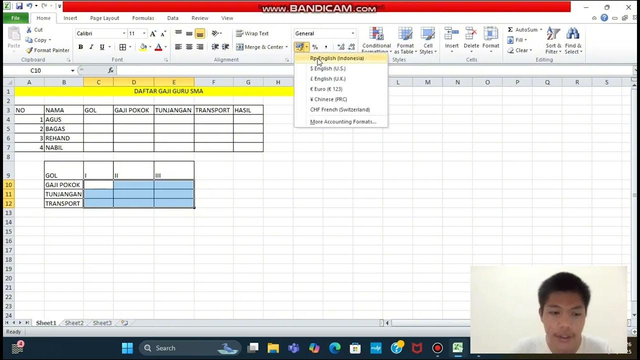CARA MEMBUAT DAFTAR GAJI PADA EXCEL (INFORMATIKA) - YouTube