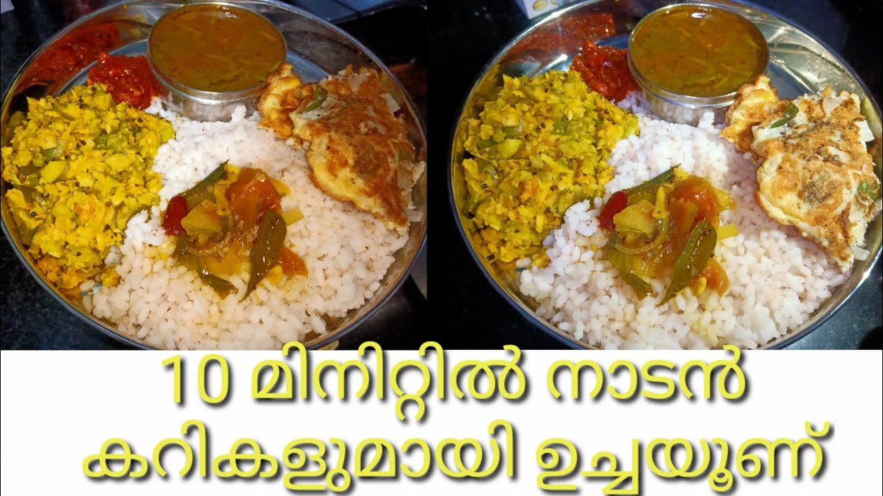 10 മിനിറ്റിൽ നാടൻ കറികളുമായി ഉച്ചയൂണ് | Easy 10 Minutes Veg Lunch ...