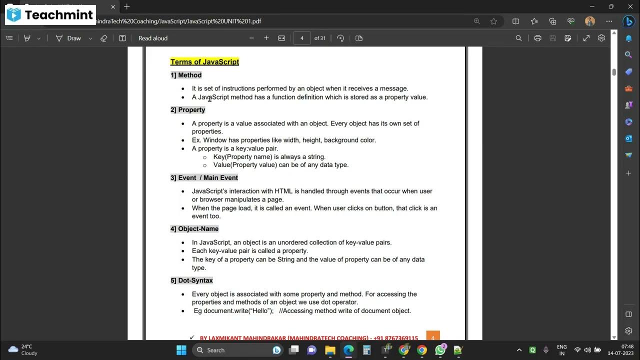 MSBTE CSS(JavaScript) - UNIT 1 - Lecture 3 - YouTube