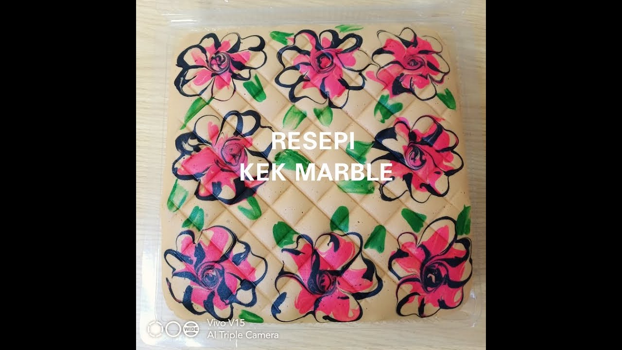 RESEPI KEK MARBLE | HOW TO MARBLE | CARA LUKIS BUNGA - YouTube