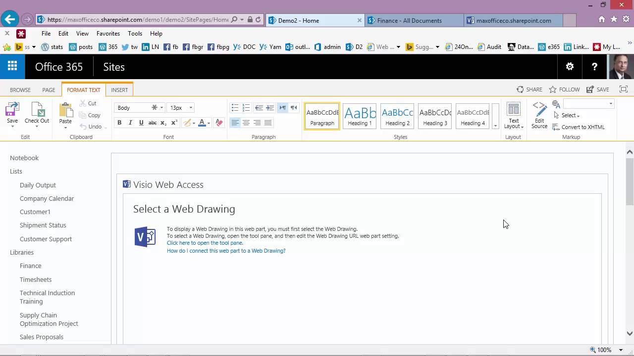 Office 365: Visio Drawing on Site Home Page - YouTube