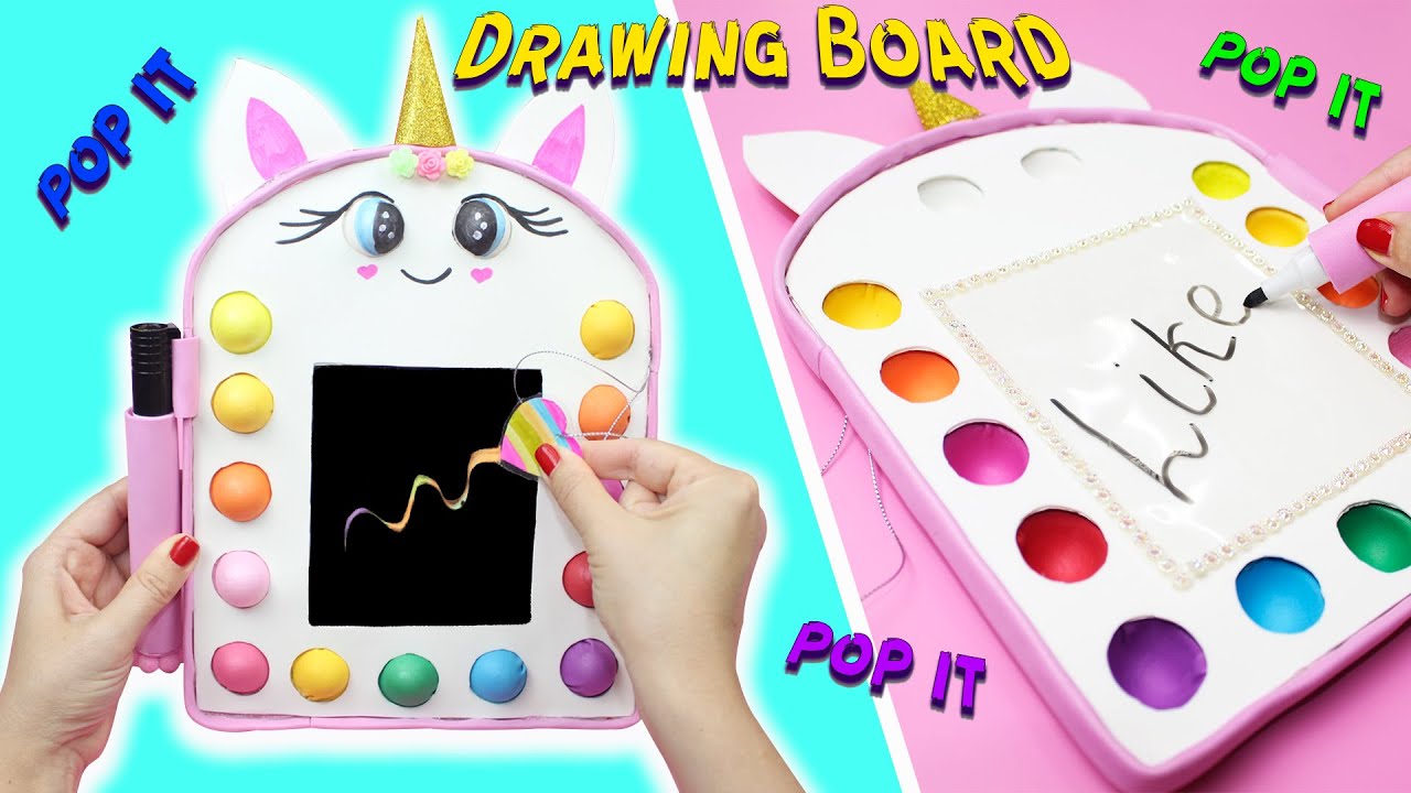 DIY SCHOOL SUPPLIES / FUNNY UNICORN POP IT / Magic Drawing Board / How ...