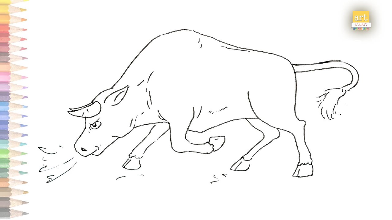 Angry bull drawing very easy | How to draw A Bull drawing step by step ...