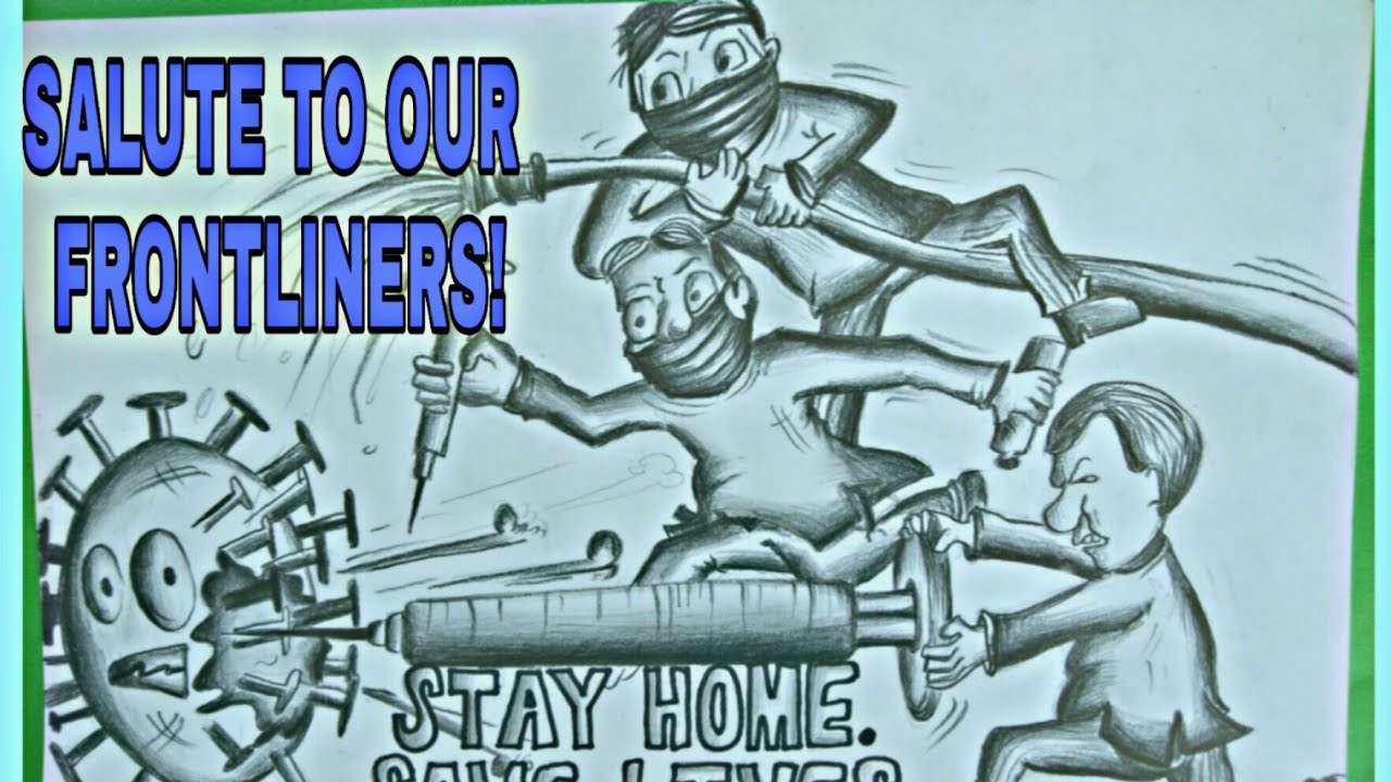 COVID DRAWING |Tribute to Frontliners| - YouTube
