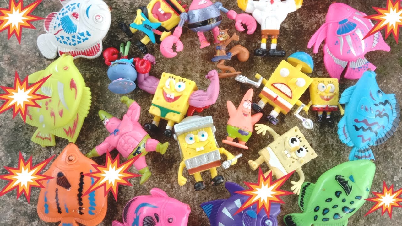 hunting Spongebob, Patrik, tuan krab dan ikan warna warni di sawah ...