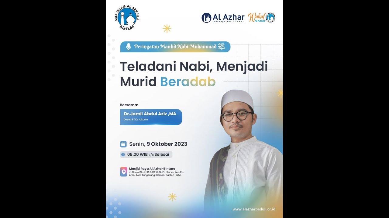 MAULID NABI MUHAMMAD SAW SMP ISLAM AL AZHAR 3 BINTARO - YouTube