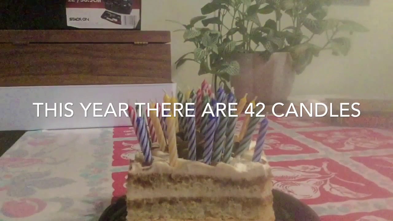 My 42nd Birthday cake with 42 candles (slo-mo) - YouTube