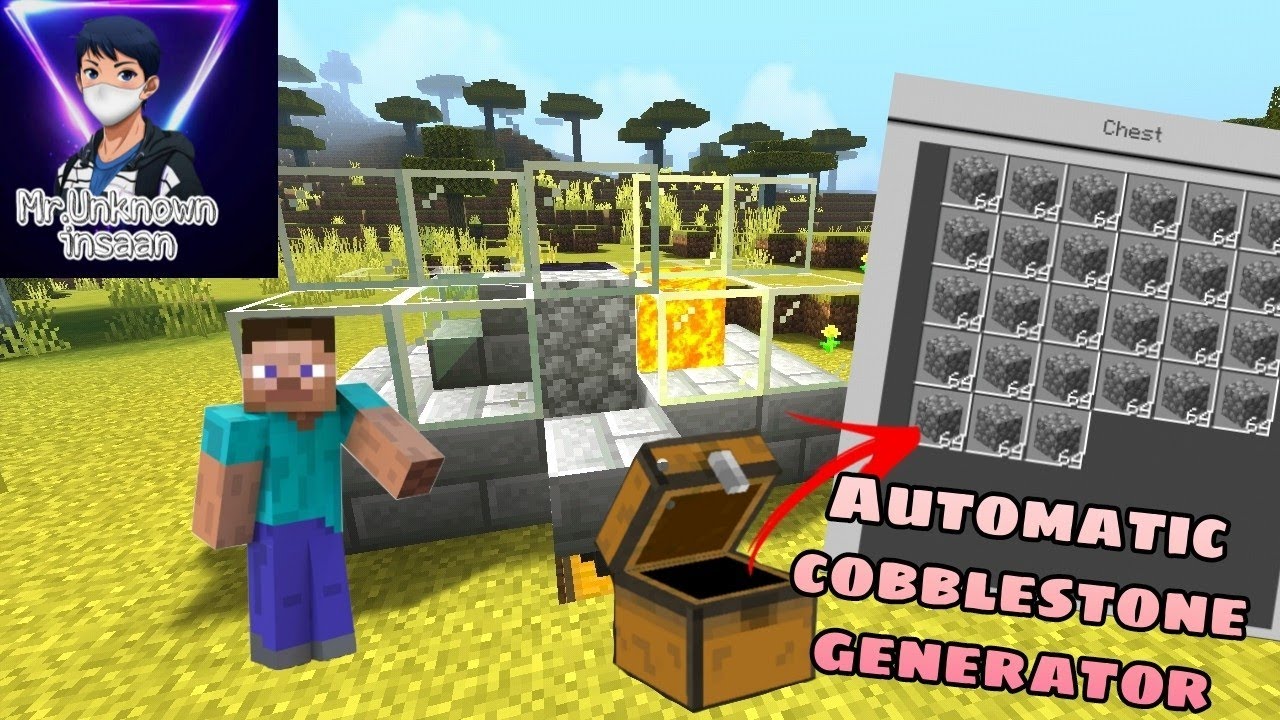 Automatic cobblestone generator | Minecraft farms | Minecraft Tutorials - YouTube
