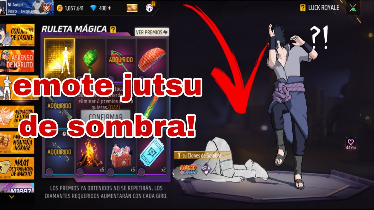 SACANDO EL EMOTE JUTSU CLONES DE SOMBRA FREE FIRE RULETA MAGICA! - YouTube