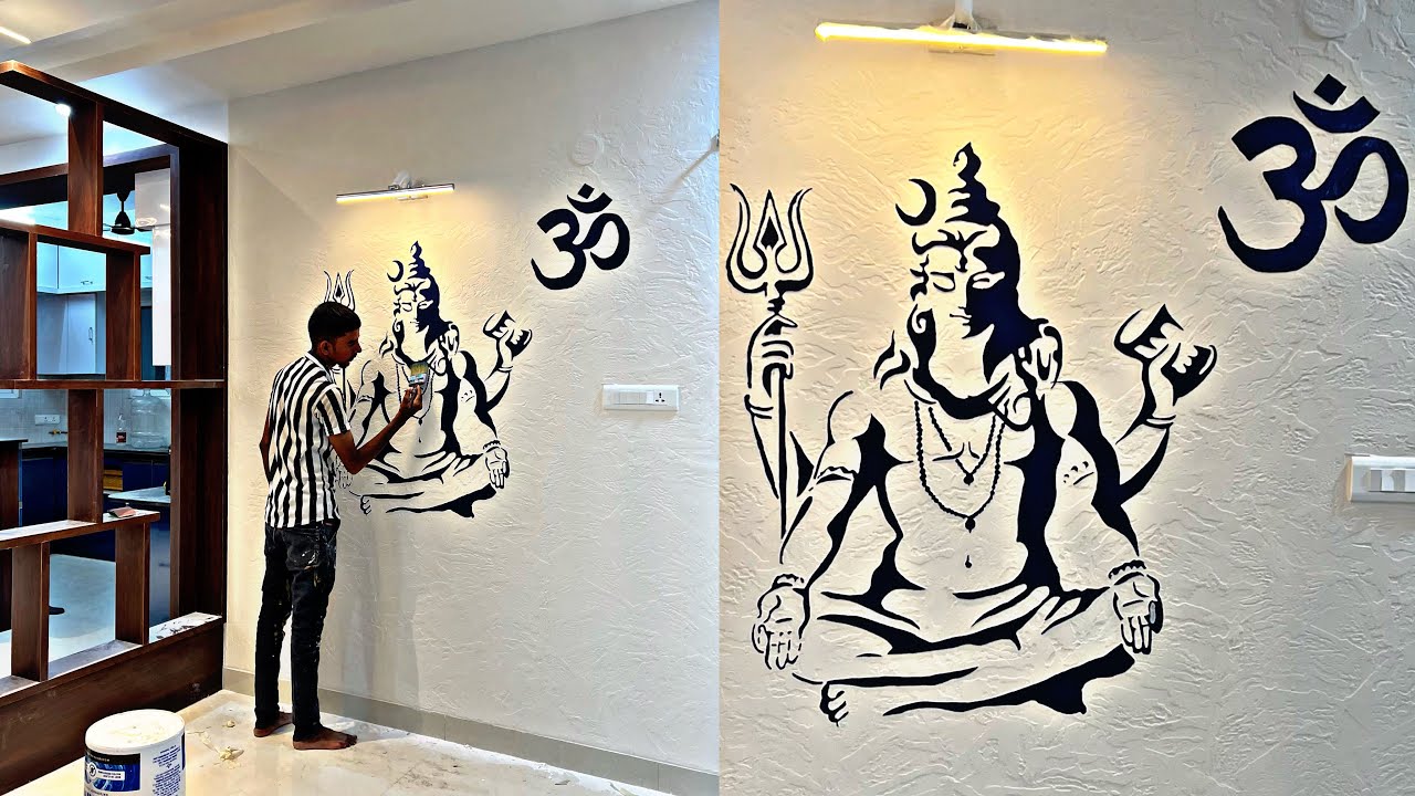 Lord Shiva Wall painting | new latest Wall Texture design ideas - YouTube