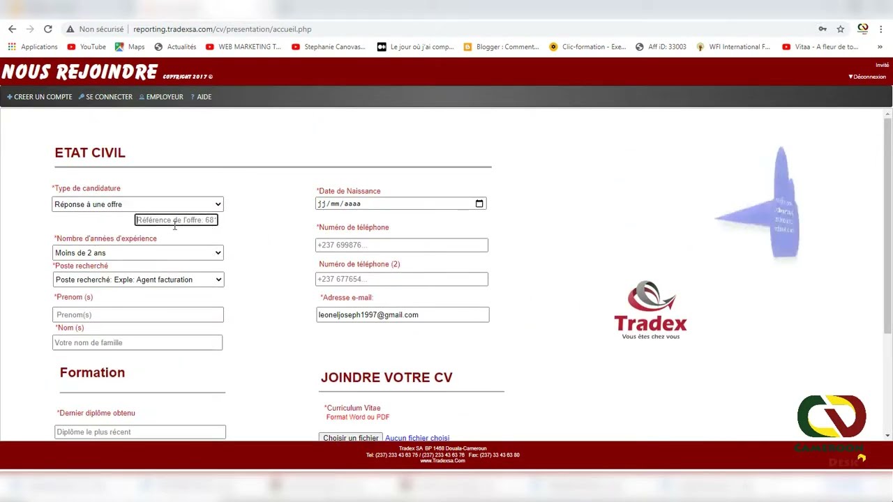 Comment Postuler en ligne aux offres d'emplois de Tradex SA - YouTube