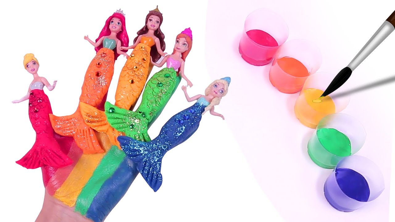 Learn Colors Hand Body Paint with Ariel Elsa Disney Princess Finger ...