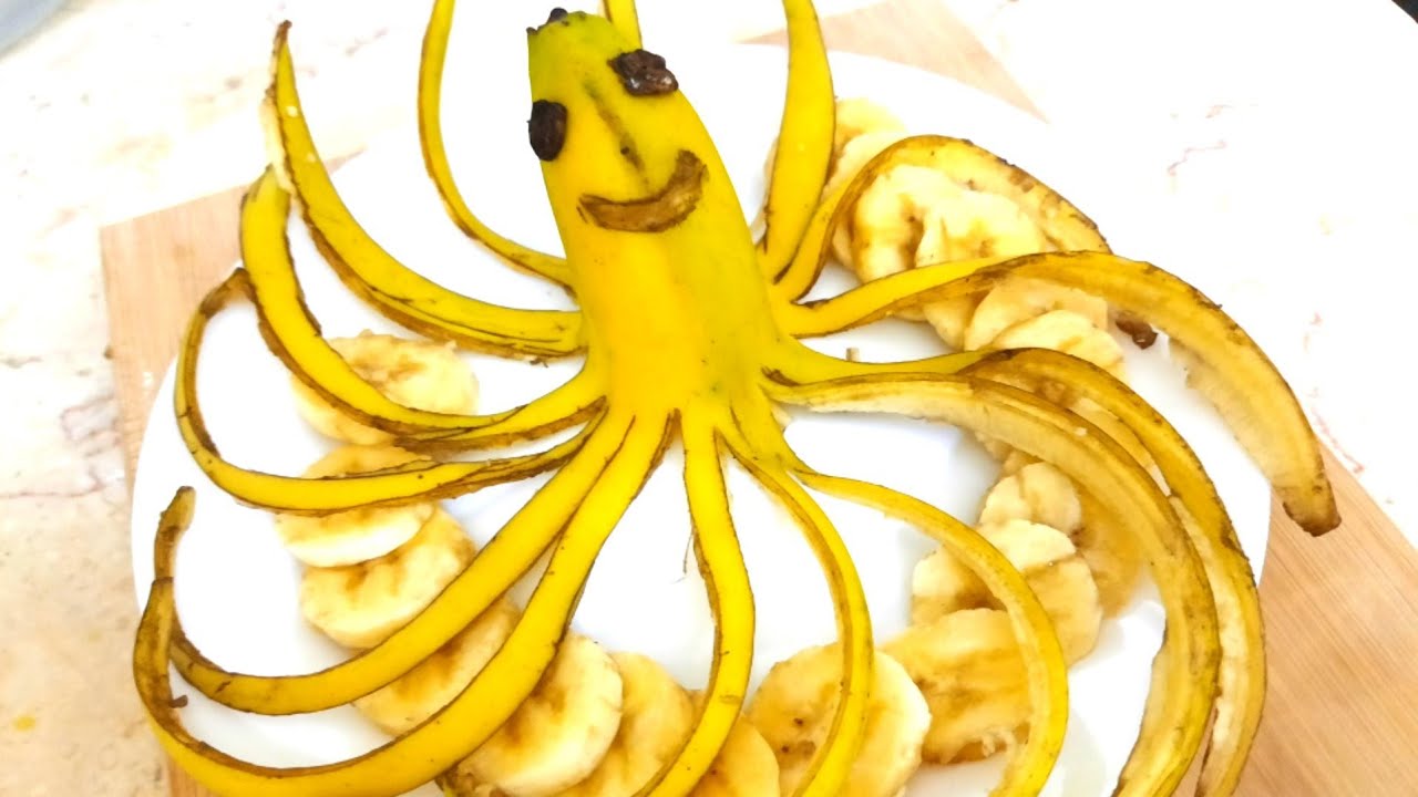 How to Make Banana Decoration | Banana Art | Banana Garnishes| Octopus ...