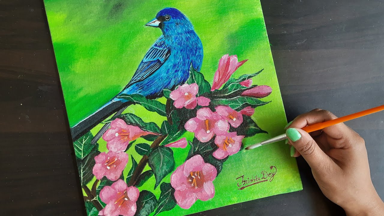 Bird Painting / How to paint a Bird /Acrylic Painting - YouTube