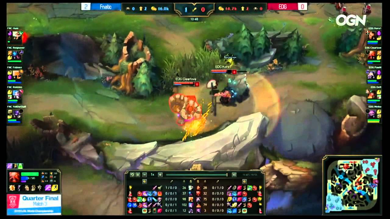 LOL 롤드컵 Fnatic vs EDG set 3 (Quarter Final Match3) - YouTube