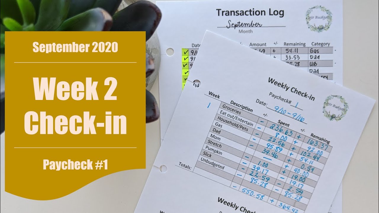 September 2020 Week 2 Check-in│Zero Based Budget│Paycheck to Paycheck ...