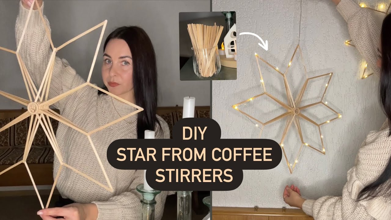 DIY Christmas star ⭐️ from wooden coffee stirrers - YouTube