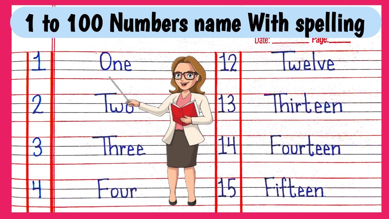 1 to 100 Numbers name with spelling || Writing numbers name 1 to 100 ...