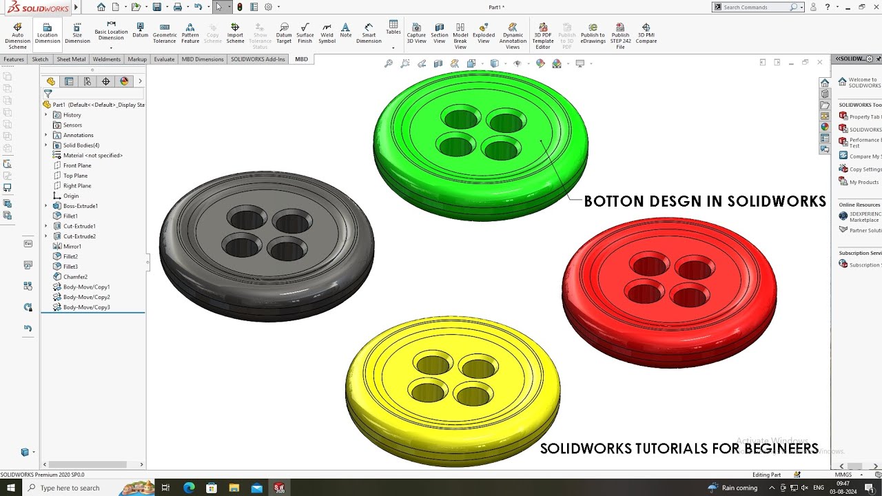 Solidworks Tutorial | Botton Design In Solidworks | #cad | #solidworks ...
