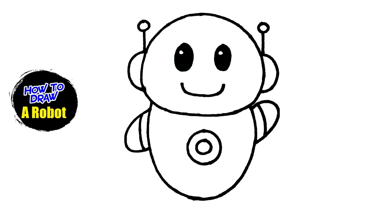 How To Draw A Robot | Cute Robot Drawing | Doodle Robot | Robot Outline ...