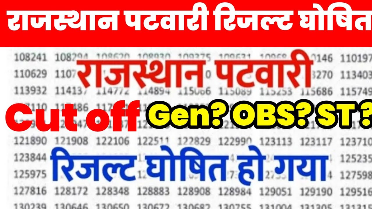 Rajasthan Patwari Result | Rajasthan Patwari Cut off 2021 - YouTube