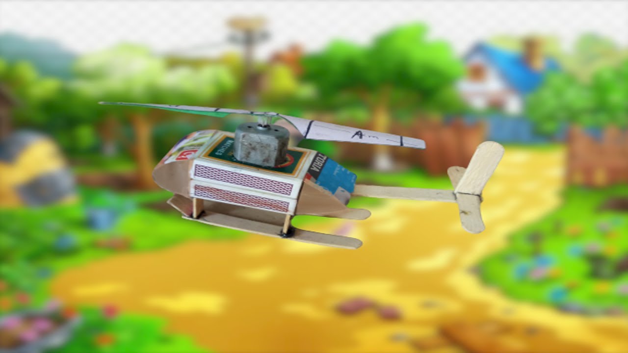 How To Make flying Helicopter with Matches and Dc moter ll DIY Flying Helicopter toy - YouTube