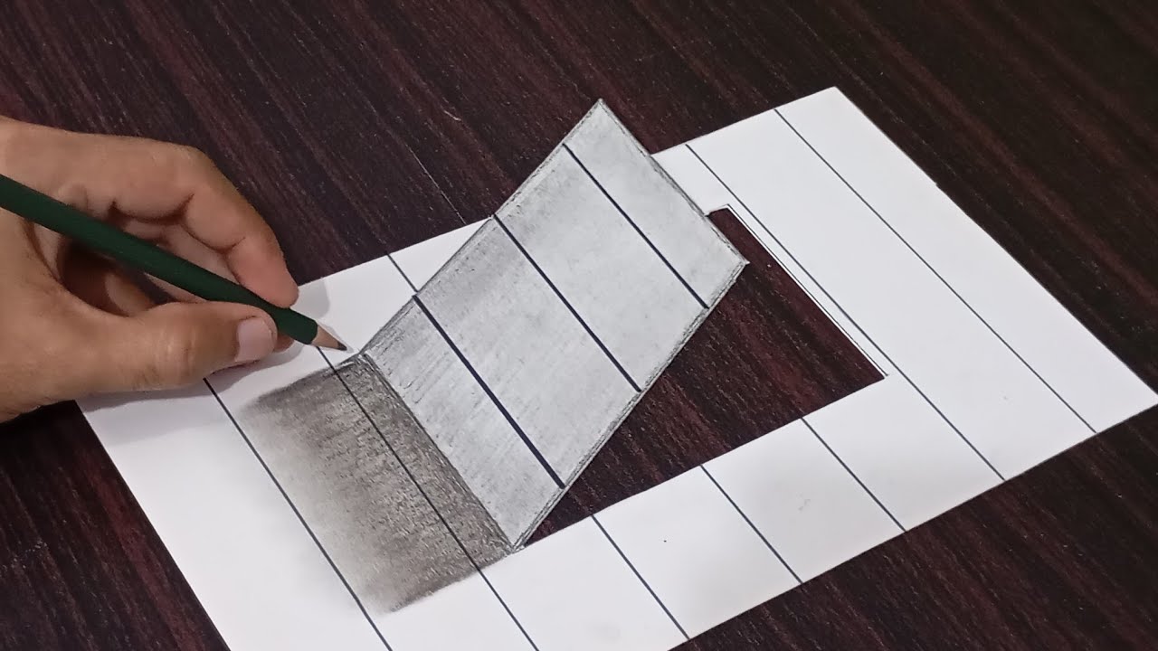 very easy 3d drawing on paper 😱 Optical illusion - YouTube