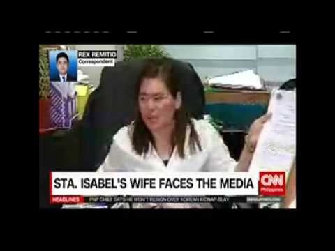 Sta. Isabel's wife faces the media - YouTube